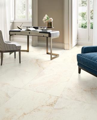 China Glare-Free Silk Sheen Ivory White Artistic Backdrop Porcelain Tile for sale
