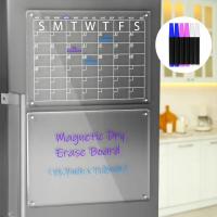 China A3 A4 Fridge Magnet Sticker Acrylic Dry Erase Board Calendar With Markers for sale