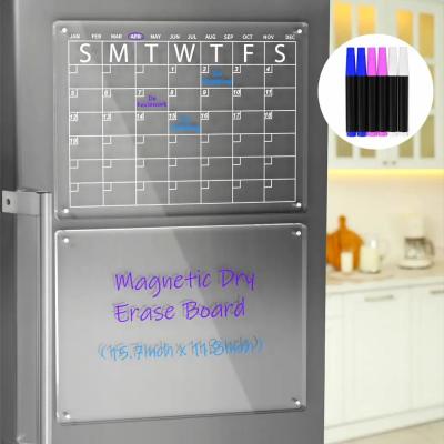 China A3 A4 Fridge Magnet Sticker Acrylic Dry Erase Board Calendar With Markers for sale