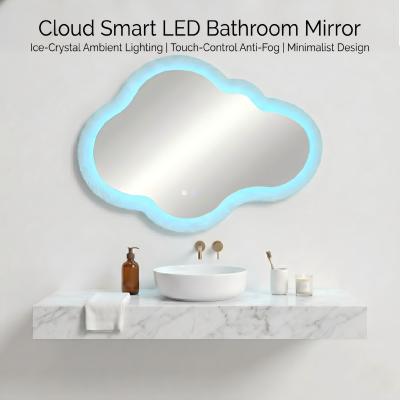 China Kingstin Cloud Smart LED Bathroom Mirror, Dimmable 3-Color Light, Anti-Fog Touch Control, Acrylic Frame Aesthetic Vanity Mirror for sale