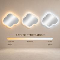 China Kingstin Cloud Smart LED Bathroom Mirror, Dimmable 3-Color Light, Anti-Fog Touch Control, Acrylic Frame Aesthetic Vanity Mirror for sale