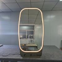 China Kingstin Custom Smart LED Bathroom Mirror with Storage, Anti-Fog, Dimmable, Time Display, Gold Aluminum Frame for sale