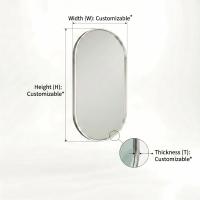 China Kingstin Modern Oval Bathroom Mirror, Brushed Silver Stainless Steel Frame, Wall-Mounted Minimalist Vanity Mirror, Customizable for sale