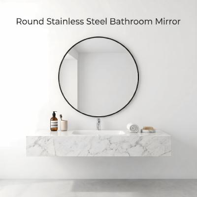 China Kingstin Minimalist Round Stainless Steel Bathroom Mirror - Premium Finish & Custom Sizes Wall Mounted Vanity Mirror for sale