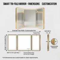 China Kingstin Luxury Smart LED Tri-fold Mirror Bathroom Vanity Mirror with Bluetooth Music Anti-fog 3 Color Temperature Customizable for sale