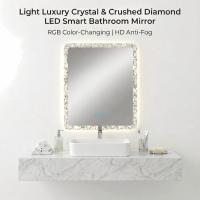 China Kingstin Luxury Crystal LED Smart Mirror RGB Light Wall Mounted Bathroom Vanity Mirror Custom Size for sale
