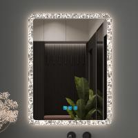 China Kingstin Luxury Crystal LED Smart Mirror RGB Light Wall Mounted Bathroom Vanity Mirror Custom Size for sale