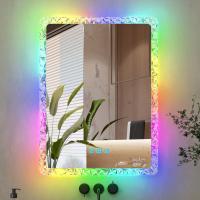 China Kingstin Luxury Crystal LED Smart Mirror RGB Light Wall Mounted Bathroom Vanity Mirror Custom Size for sale