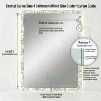 China Kingstin Luxury Crystal LED Smart Mirror RGB Light Wall Mounted Bathroom Vanity Mirror Custom Size for sale