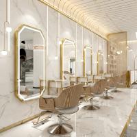 China Modern Italian LED Aluminum Octagonal Mirror Full Length Wall Mounted Lighted Vanity Mirror for Luxury Hair Salon & Home Decor for sale