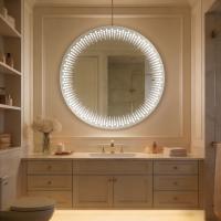 China Kingstin Frameless Round LED Bathroom Mirror Smart Touch Control Dimmable Anti-Fog for Hotel Home Decor for sale