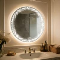 China Kingstin Frameless Round LED Bathroom Mirror Smart Touch Control Dimmable Anti-Fog for Hotel Home Decor for sale