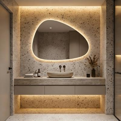 China Irregular Shape LED Mirror Artistic Water Drop Vanity Mirror with Dimmable Lights & Anti-Fog Function for Bathroom Living Room for sale