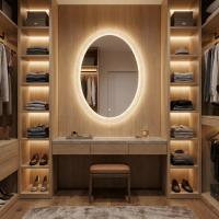 China Kingstin Luxury Acrylic Frame Backlit LED Mirror, Oval Smart Bathroom Vanity Mirror with Defogger & Dimmable Light for sale