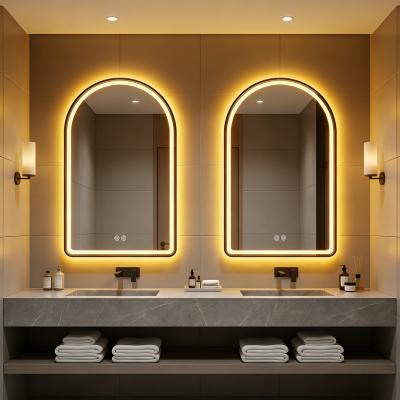 China Kingstin Waterproof LED Lighted Arch Mirror with Sensor Switch | Anti-Fog Bathroom Mirror for Hotel & Home Decor for sale