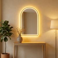 China Kingstin Waterproof LED Lighted Arch Mirror with Sensor Switch | Anti-Fog Bathroom Mirror for Hotel & Home Decor for sale