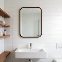 China Kingstin Vintage Solid Wood Framed Bathroom Mirror Bathroom Mirror for Wabi-Sabi Retro for sale