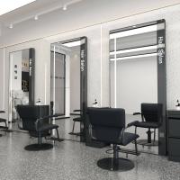 China Kingstin Modern LED Salon Styling Mirror with Light Customizable Logo, Full Body Barber Shop Mirror Station for sale
