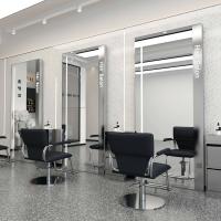 China Kingstin Modern LED Salon Styling Mirror with Light Customizable Logo, Full Body Barber Shop Mirror Station for sale