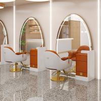 China Luxury Salon Furniture Set LED Mirror Station Hairdressing Console with Drawers Barber Shop Special Styling Unit for sale