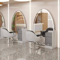 China Luxury Salon Furniture Set LED Mirror Station Hairdressing Console with Drawers Barber Shop Special Styling Unit for sale