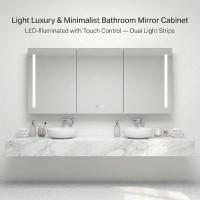 China Kingstin LED Bathroom Mirror Cabinet with Lights, Defogger, 3 Colors, Outlet, Aluminum/Stainless Wall Mount Medicine Cabinet for sale