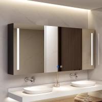 China Kingstin LED Bathroom Mirror Cabinet with Lights, Defogger, 3 Colors, Outlet, Aluminum/Stainless Wall Mount Medicine Cabinet for sale