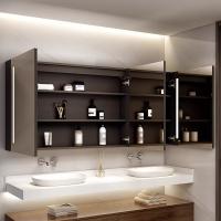China Kingstin LED Bathroom Mirror Cabinet with Lights, Defogger, 3 Colors, Outlet, Aluminum/Stainless Wall Mount Medicine Cabinet for sale