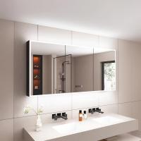 China Smart Modern Medicine Bathroom LED Mirror Cabinet Water Resistant Illuminated Storage Organizer Aluminum Frame for Hotel Villa for sale