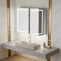 China Kingstin LED Lighted Bathroom Mirror Cabinet Wall-Mounted Double Door with Storage & Anti-Fog Illuminated Vanity Mirror for sale