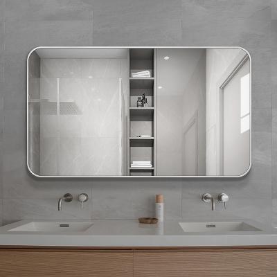 China Modern Rectangular Wall-Mounted Bathroom Vanity Mirror IP44 Protection Rating Aluminum Alloy Touch Switch Villa Apartment Use for sale
