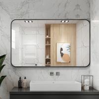 China Modern Rectangular Wall-Mounted Bathroom Vanity Mirror IP44 Protection Rating Aluminum Alloy Touch Switch Villa Apartment Use for sale