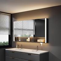 China Modern Water-Resistant LED Mirror Wall Mounted Bathroom Vanity Medicine Cabinet for Hotel Apartment Villa Makeup Application for sale