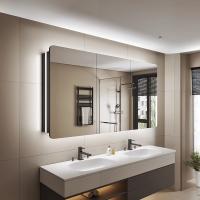 China Custom Modern 2-Door LED Bathroom Lights Anti-Fog Feature Water Resistant Mirror Medicine Cabinet for Hotels Villas Apartments for sale