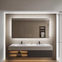 China Custom Modern 2-Door LED Bathroom Lights Anti-Fog Feature Water Resistant Mirror Medicine Cabinet for Hotels Villas Apartments for sale