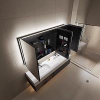 China Custom Modern 2-Door LED Bathroom Lights Anti-Fog Feature Water Resistant Mirror Medicine Cabinet for Hotels Villas Apartments for sale