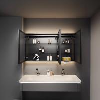 China Luxury Modern LED Mirror Cabinet Anti-Fog Water Resistant Wall-Mounted Acrylic Metal Illuminated Bathroom Medicine Storage for for sale