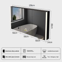 China Luxury Modern LED Mirror Cabinet Anti-Fog Water Resistant Wall-Mounted Acrylic Metal Illuminated Bathroom Medicine Storage for for sale