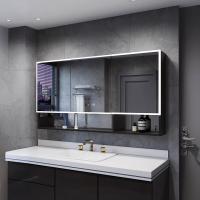 China Modern Luxurious Anti-Fog Aluminum LED Bathroom Vanity Mirror Cabinet Time Display Water Resistant for Hotel Apartment Use for sale