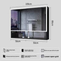 China Modern Luxurious Anti-Fog Aluminum LED Bathroom Vanity Mirror Cabinet Time Display Water Resistant for Hotel Apartment Use for sale