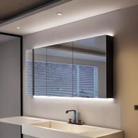 China Modern Smart Mirror LED Light Anti-Fog Wall-Mounted Bathroom Vanity Storage Cabinet Water-Resistant Glass Aluminum Material for sale