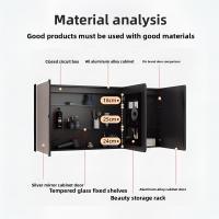 China Modern Smart Mirror LED Light Anti-Fog Wall-Mounted Bathroom Vanity Storage Cabinet Water-Resistant Glass Aluminum Material for sale