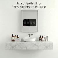 China Kingstin Custom Smart Mirror Cabinet Android TV Screen Stainless Steel Bathroom Vanity WiFi Weather Health Monitor Video Player for sale