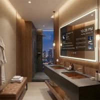China Kingstin Frameless Android Smart Mirror LED Bathroom Vanity Mirror with Touch Screen Display, WiFi Bluetooth Anti-Fog for sale