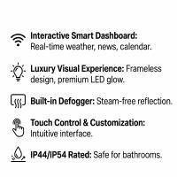 China Kingstin Frameless Android Smart Mirror LED Bathroom Vanity Mirror with Touch Screen Display, WiFi Bluetooth Anti-Fog for sale