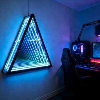 China Kingstin RGB Abyss Mirror LED Light Customizable Shape Size, for Gaming Room Live Broadcast Background Bar Decoration for sale