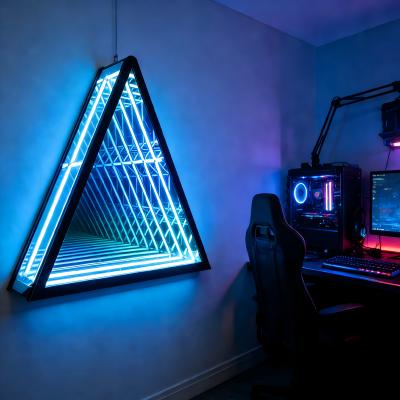 China Kingstin RGB Abyss Mirror LED Light Customizable Shape Size, for Gaming Room Live Broadcast Background Bar Decoration for sale