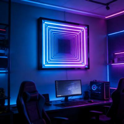 China Kingstin  RGB Color Changing Abyss Mirror LED Light, Infinite Tunnel Visual Effect Decorative Lamp for Home/Commercial Use for sale