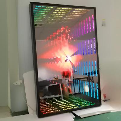China Modern Flat LED Infinity Mirror Lamp Hollow Structure DIY Lights Tunnel Floor Aquarium Tesseract Industrial Glass Steel Home for sale