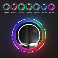 China Kingstin Round RGB LED Bathroom Mirror, Frameless Smart Anti-Fog Vanity Wall Mirror, Dimmable Backlit Makeup Mirror for sale